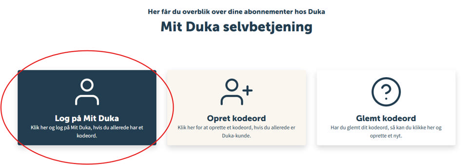Guide til at logge ind på Mit Duka | dukaTALE
