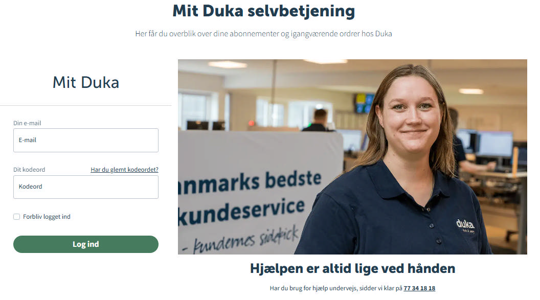 Guide til at logge ind på Mit Duka | dukaTALE